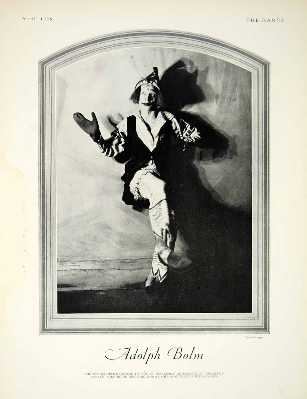 1926 Print Portrait Adolph Bolm Petrushka Metropolitan Opera House Dan ...