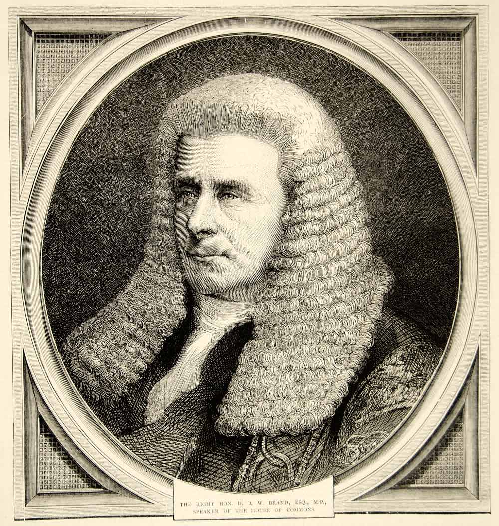 1873 Wood Engraving Art Henry Brand Portrait Speaker House of Commons ...