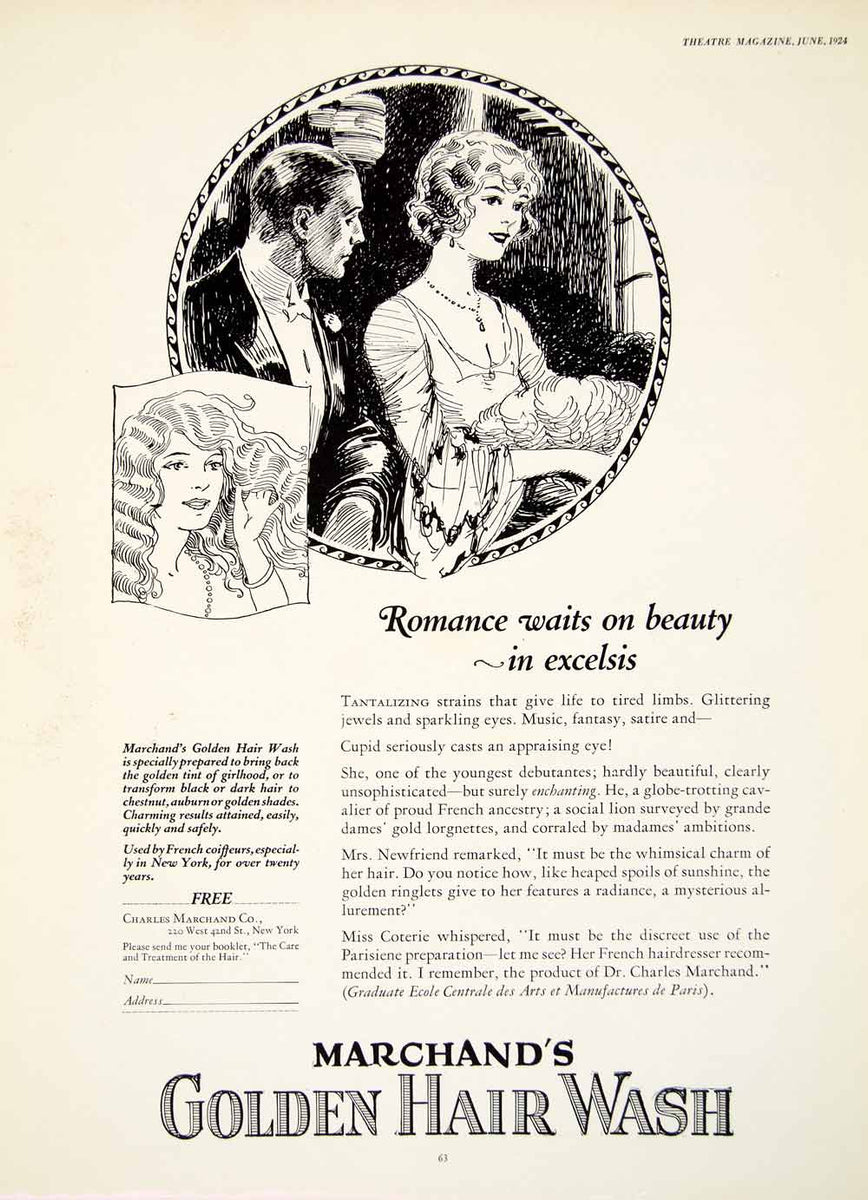 1924 Ad Marchand Golden Hair Wash Beauty Fashion Romance Dye Blonde YT ...