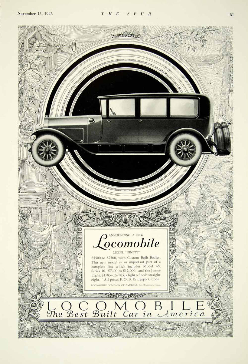 1925 Ad Locomobile Model Ninety 4 Door Car Coach Art Nouveau Roman YTS ...