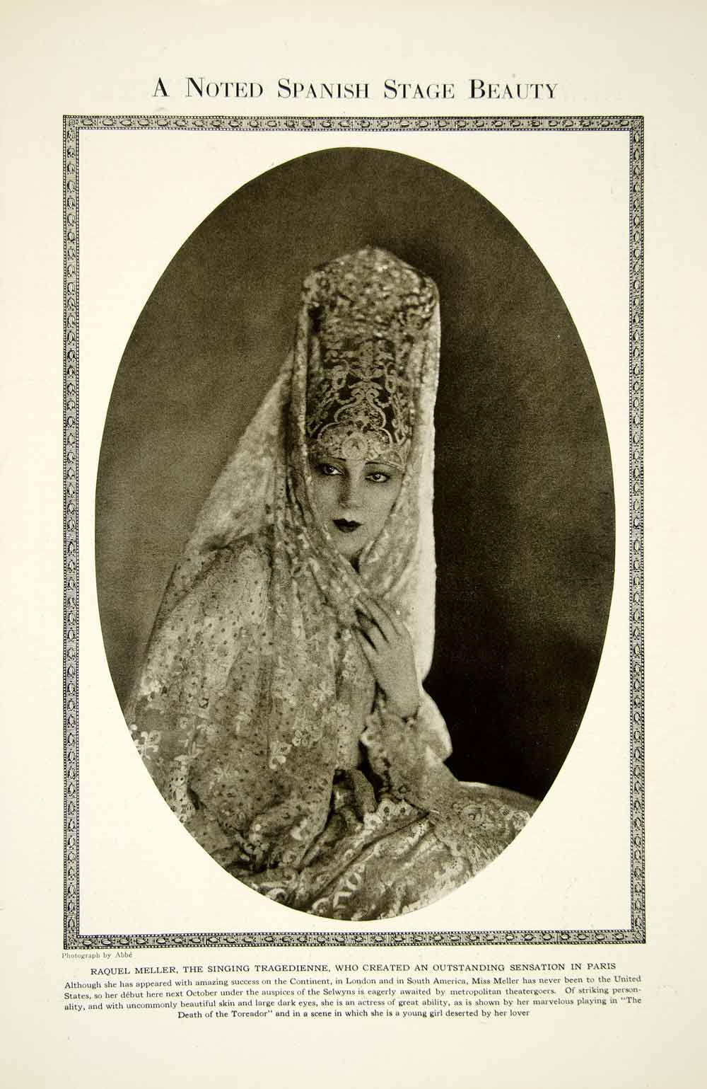 1924 Print Raquel Miller Spanish Singer Tragedienne Portrait Actress Y ...