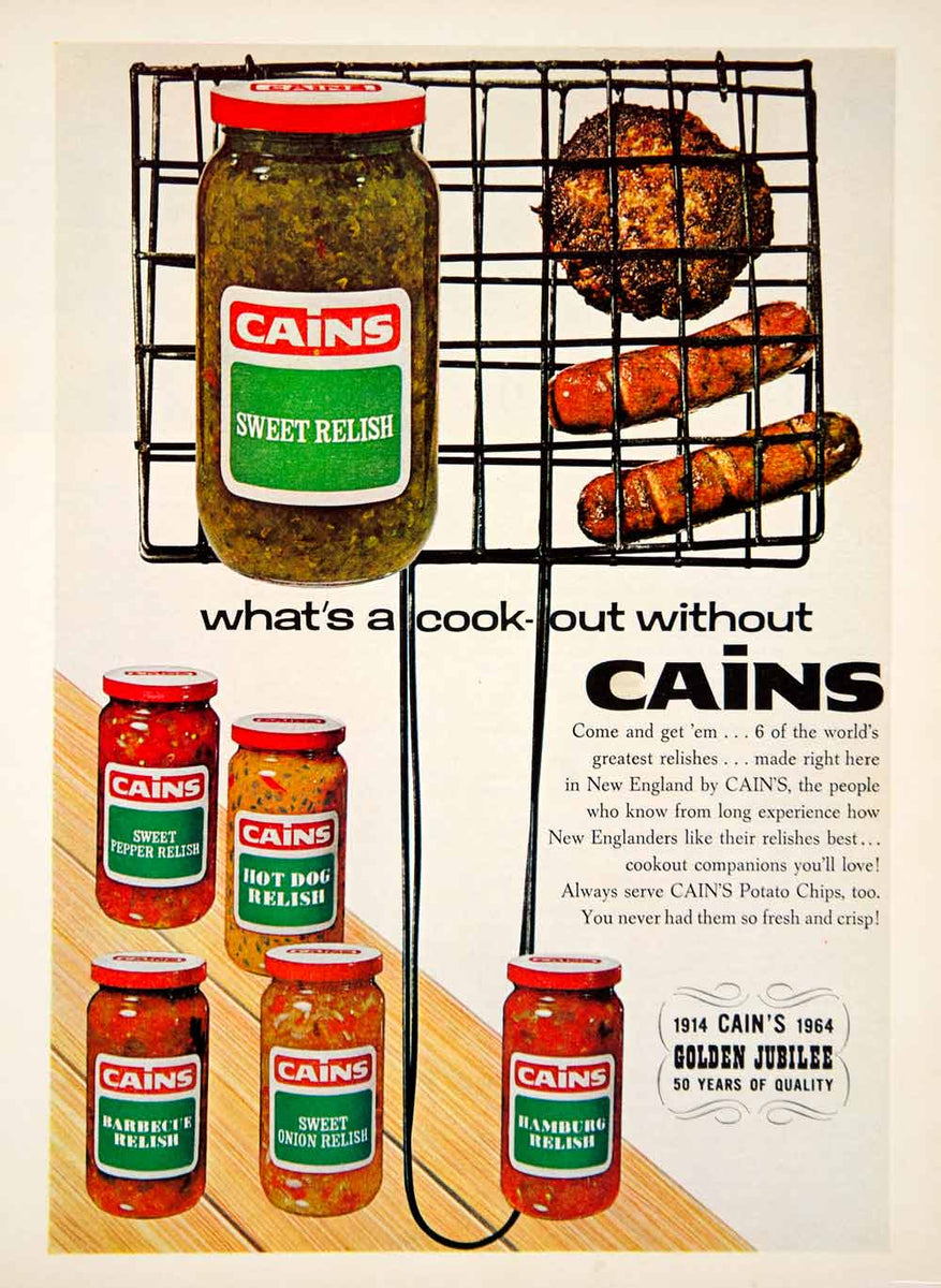 1964 Ad Cain's Cookout Relish Sweet Pepper Onion Hot Dog Hamburger Bar ...