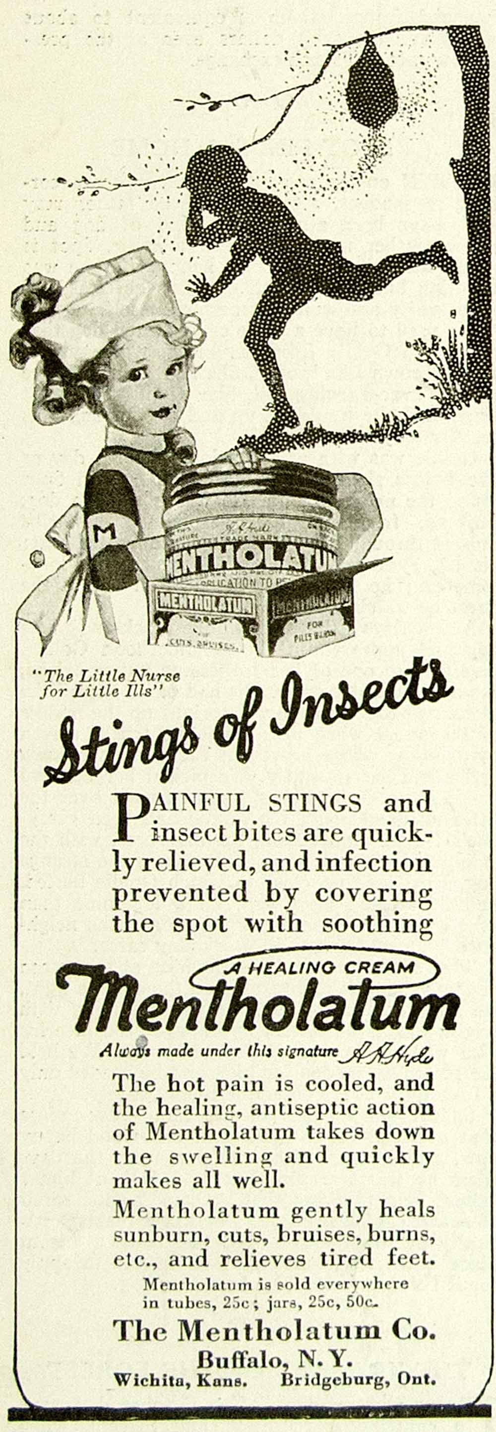 1922 Ad Mentholatum Healing Cream Insect Bug Bite Sting Ointment Medic ...