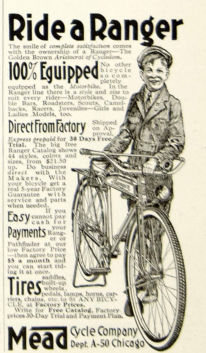 1926 Ad Mead Ranger Children's Bicycle Bike Transportation Roaring Twe ...