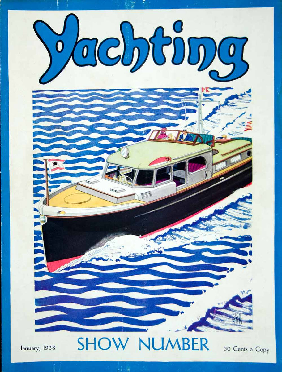1938 Cover Yachting Magazine January Yacht Cruiser Boat Ocean Illustra ...