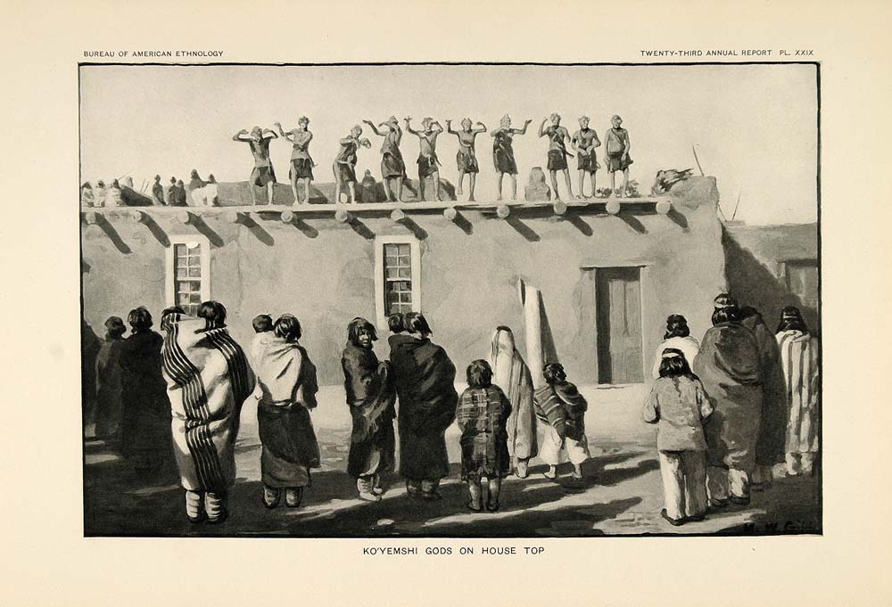 1904 Print Zuni Pueblo Koyemshi Gods Kachinas Ceremony ORIGINAL HISTOR ...