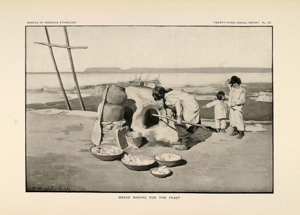 1904 Print Zuni Pueblo Woman Baking Bread Adobe Oven - ORIGINAL HISTOR ...
