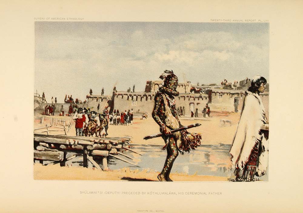 1904 Zuni Pueblo Indian Shulaawisi Mythology Lithograph - ORIGINAL ZN1 ...