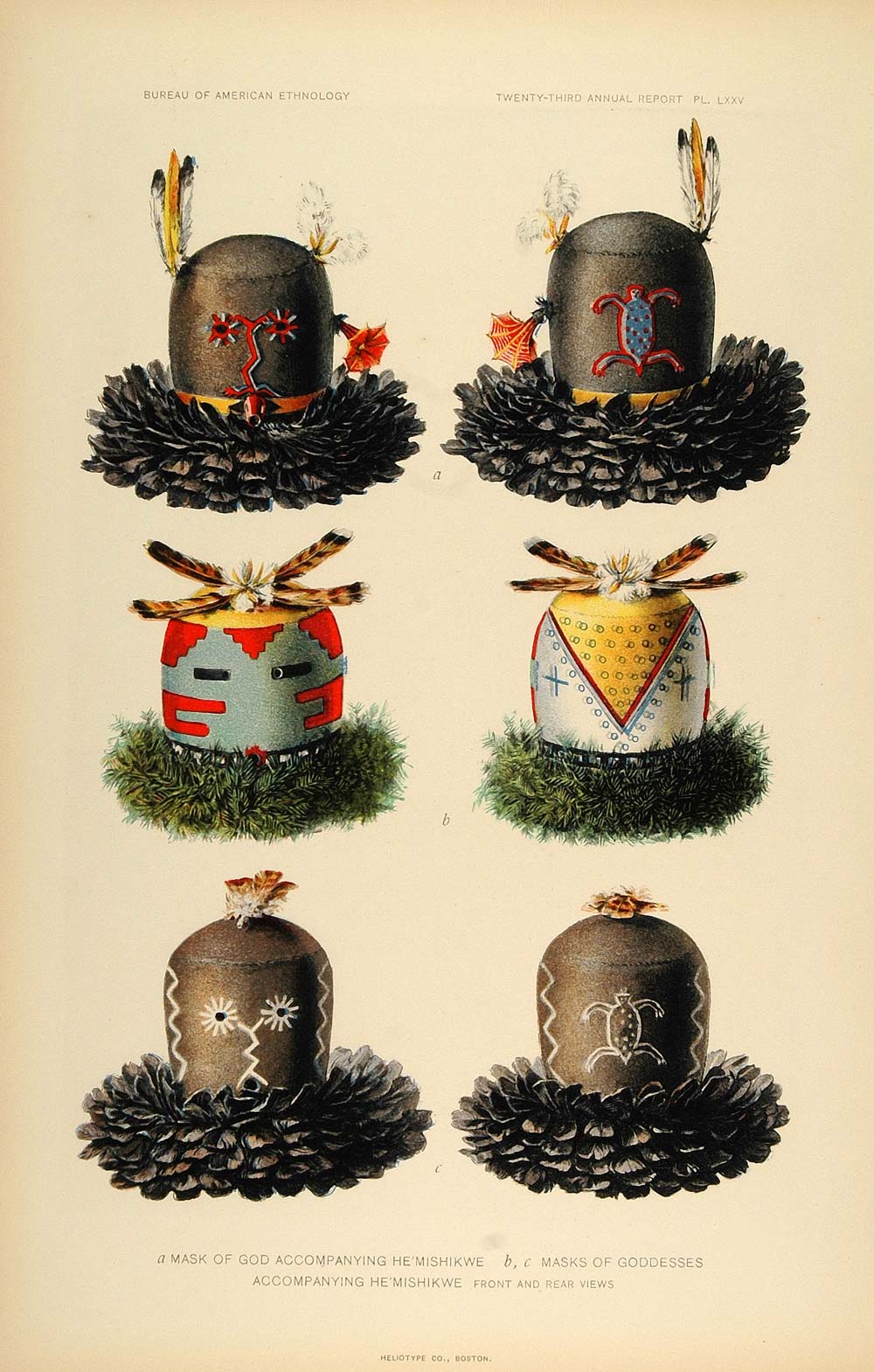 1904 Zuni Indian Mask Kachina God Goddess Lithograph - ORIGINAL ZN1 ...