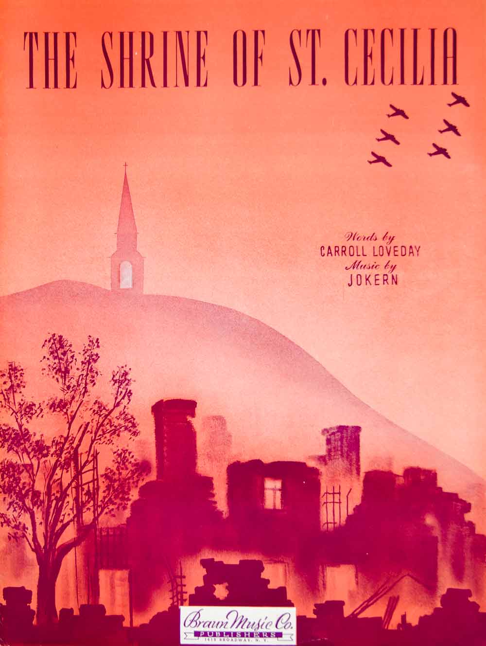 1941 Sheet Music Shrine of St. Cecelia WWII Song War Carroll Loveday J ...