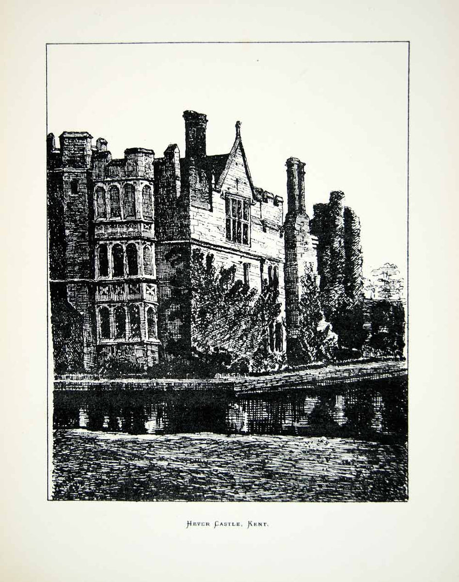 1881 Lithograph Morgan S Williams Art Hever Castle Kent England UK Hou ...