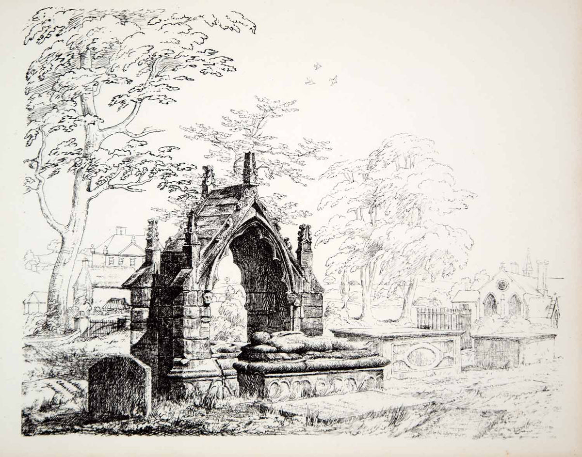 1861 Lithograph JP Swanwick Art Venables Tomb St Marys Church Astbury ...